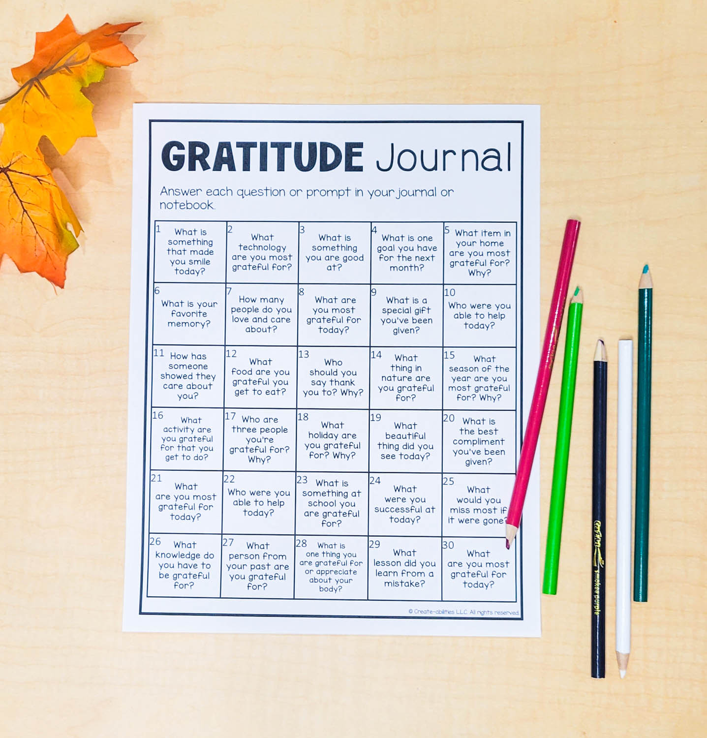 30-Day Gratitude Journal - Create-Abilities